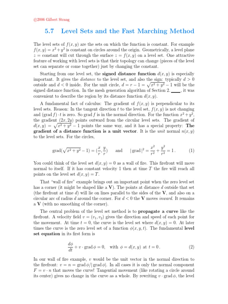 5.7 Level Sets and The Fast Marching Method: C 2006 Gilbert Strang ...