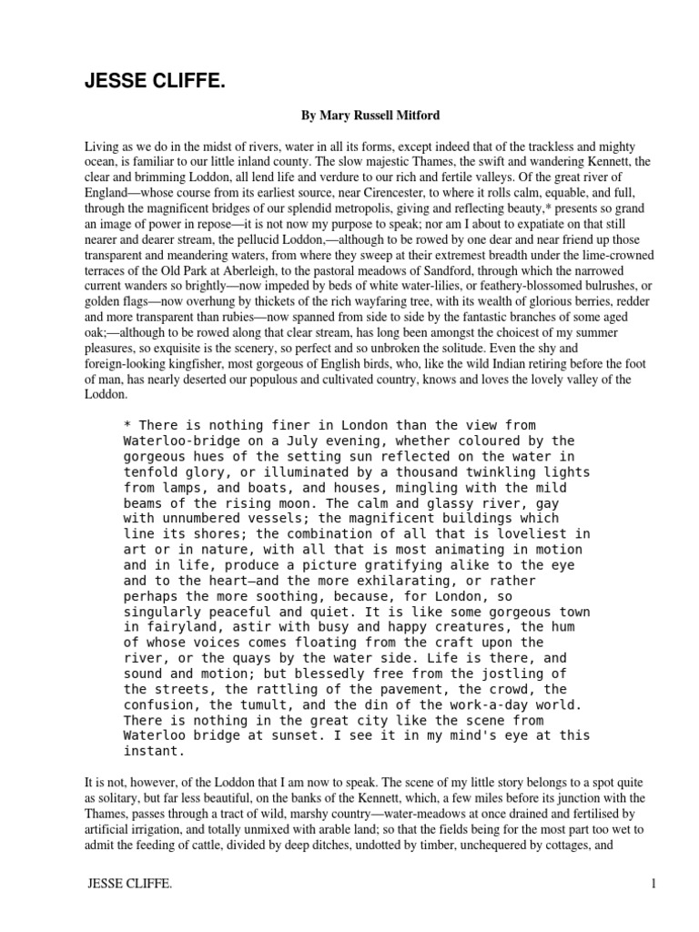 Jesse Cliffe by Mitford, Mary Russell, 1787-1855 | PDF | Nature