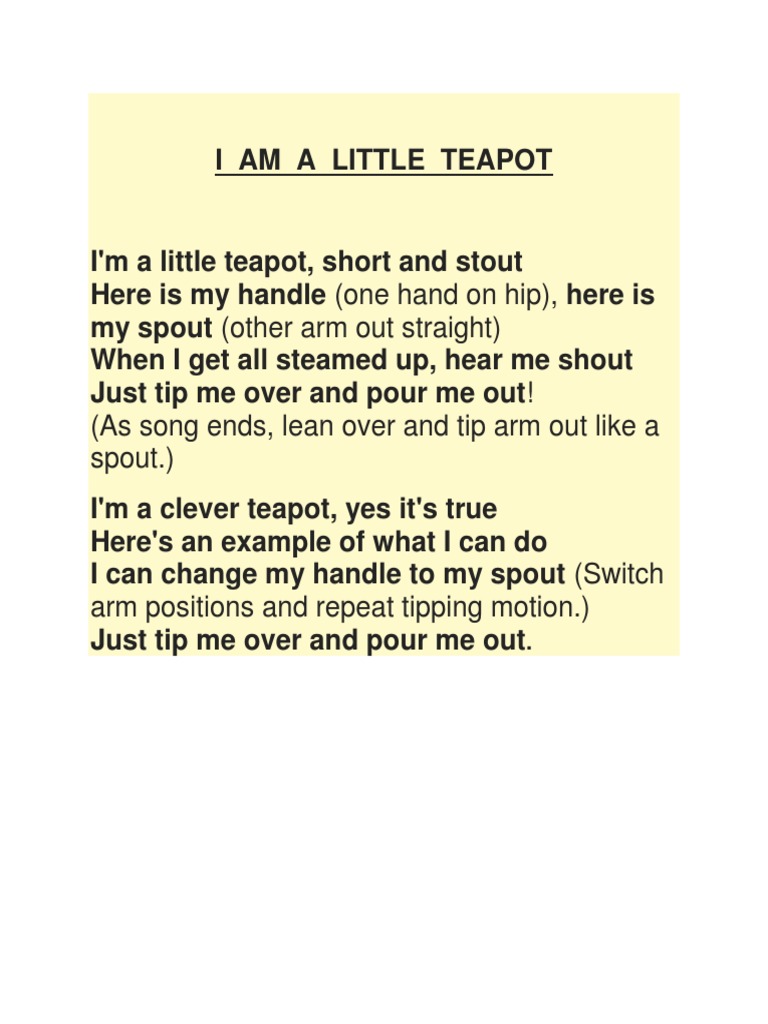 I’m a Little Teapot Actions Guide | PDF