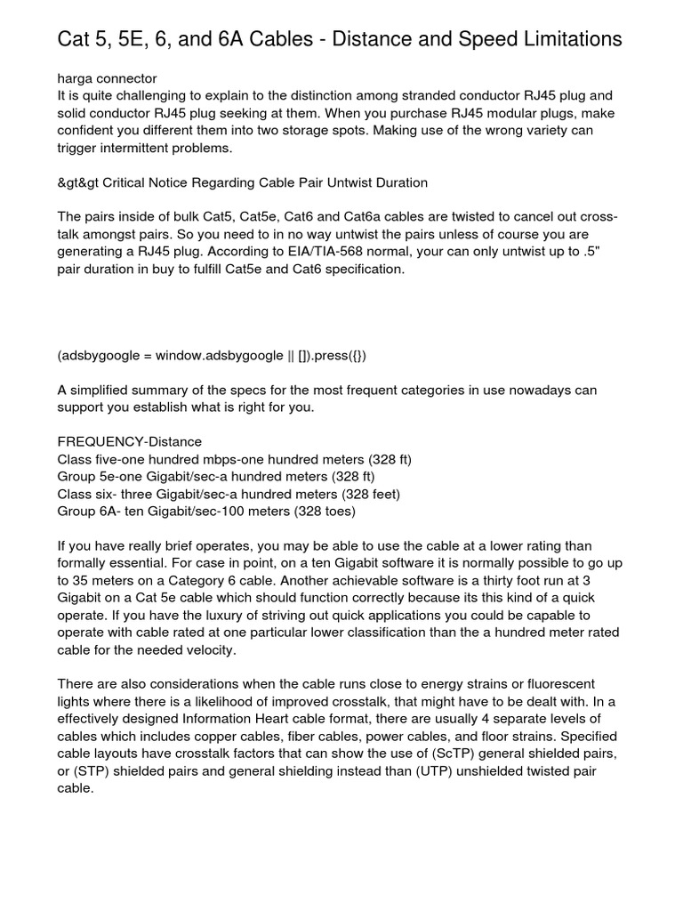Cat 5, 5E, 6, and 6A Cables - Distance and Speed Limitations.20140911. ...
