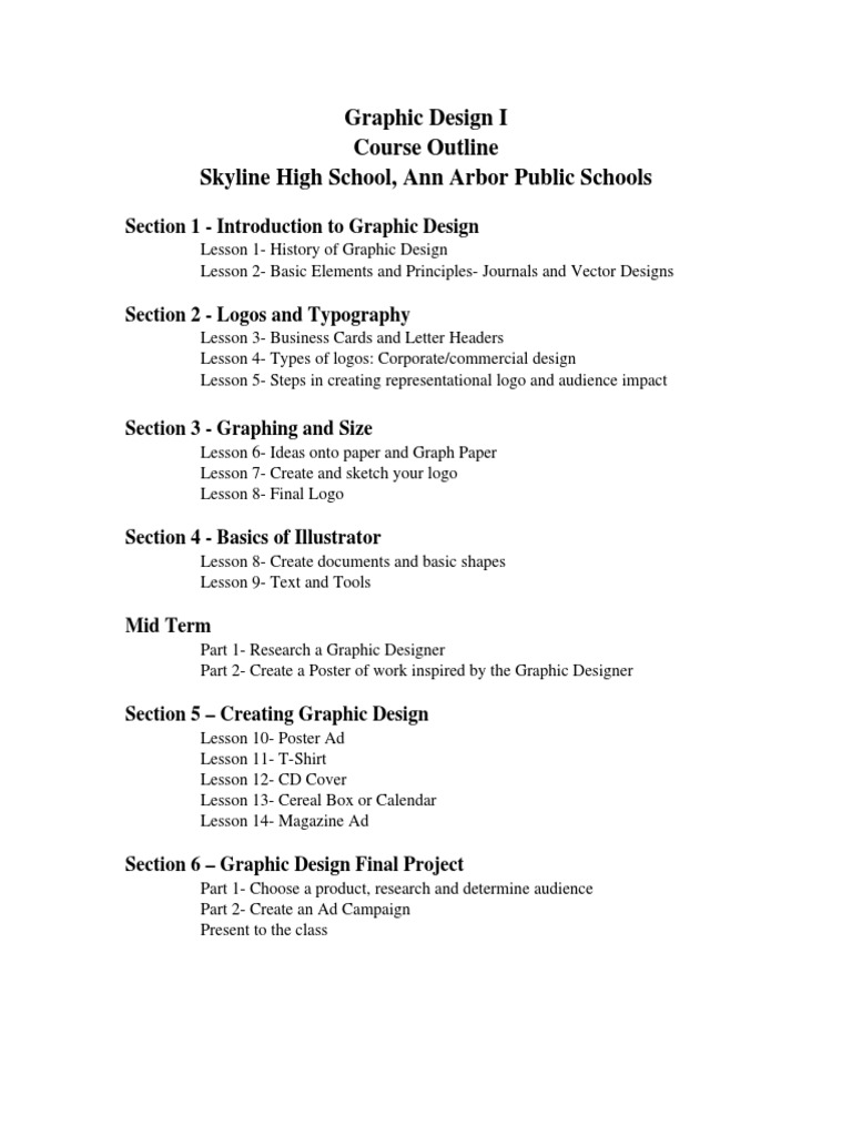 Graphic Design I Course Outline | PDF | Art