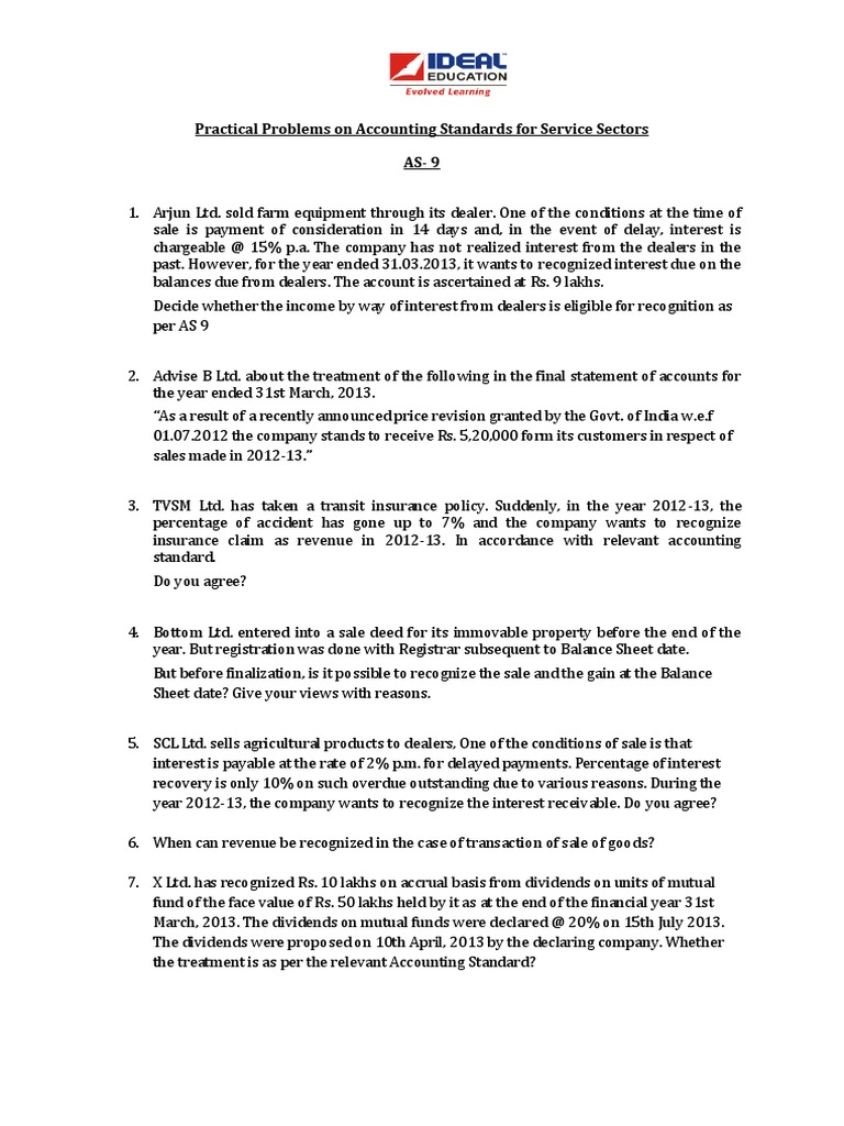 As - 7 and As - 9 As 10 As 6 As 28 - Ideal | PDF | Depreciation | Economies