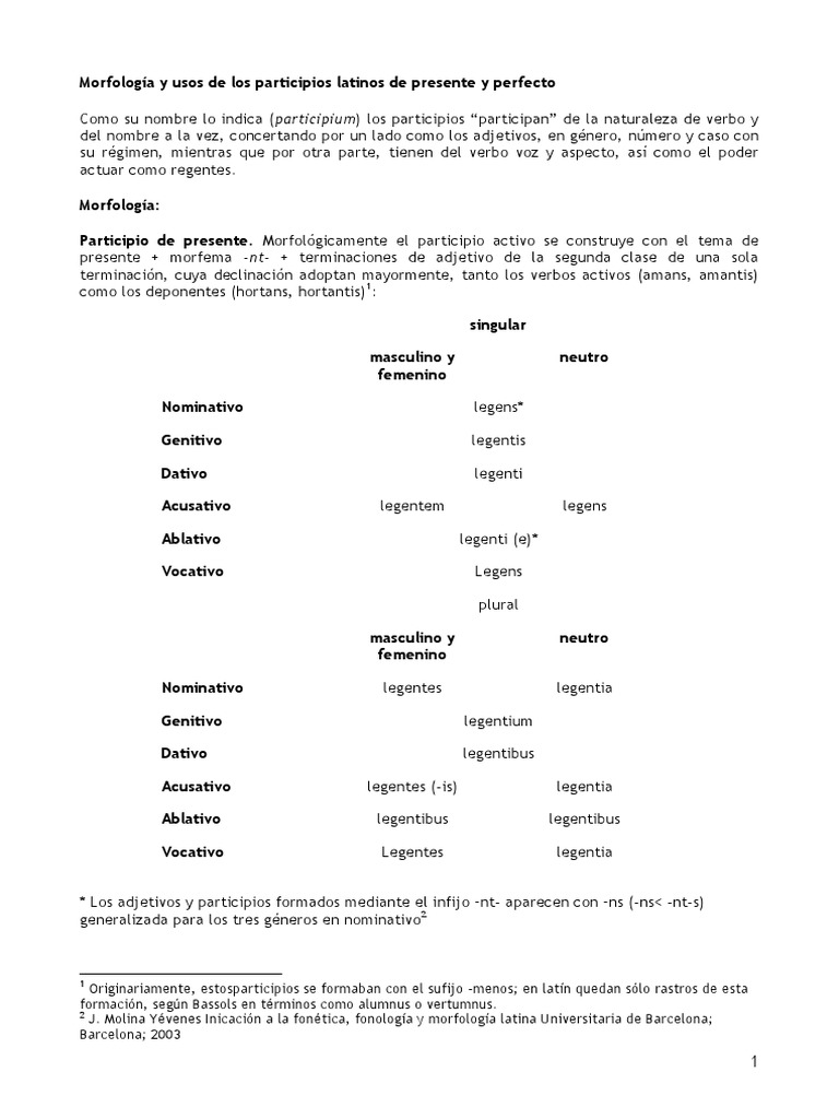 Participios Presente y Perfecto | PDF | Numero Gramatical | Verbo
