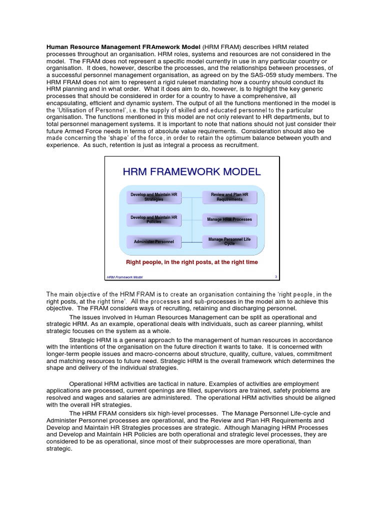 Human Resource Management FRAmework Model | PDF | Human Resource ...