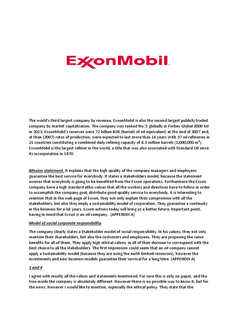 ExxonMobil's Global Refining Operations | PDF | Exxon Mobil | Corporate Social Responsibility