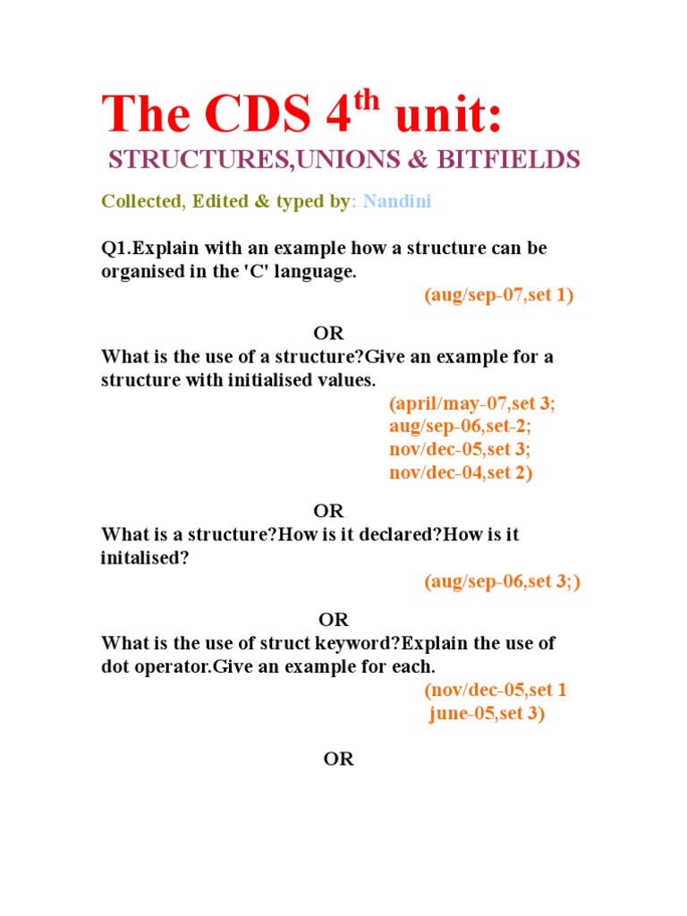 The CDS 4th Unit | PDF | C (Programming Language) | Array Data Structure