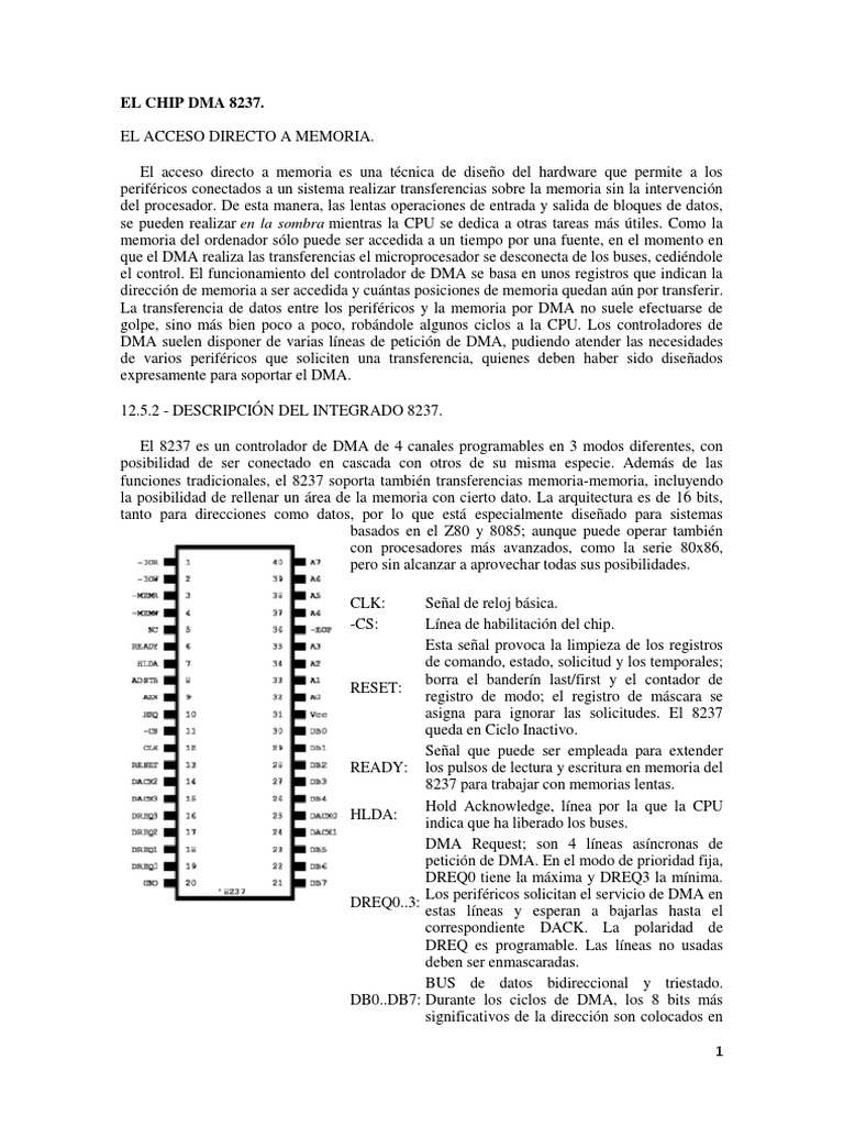 El Chip Dma 8237 | PDF | Memoria del ordenador | Unidad Central de ...