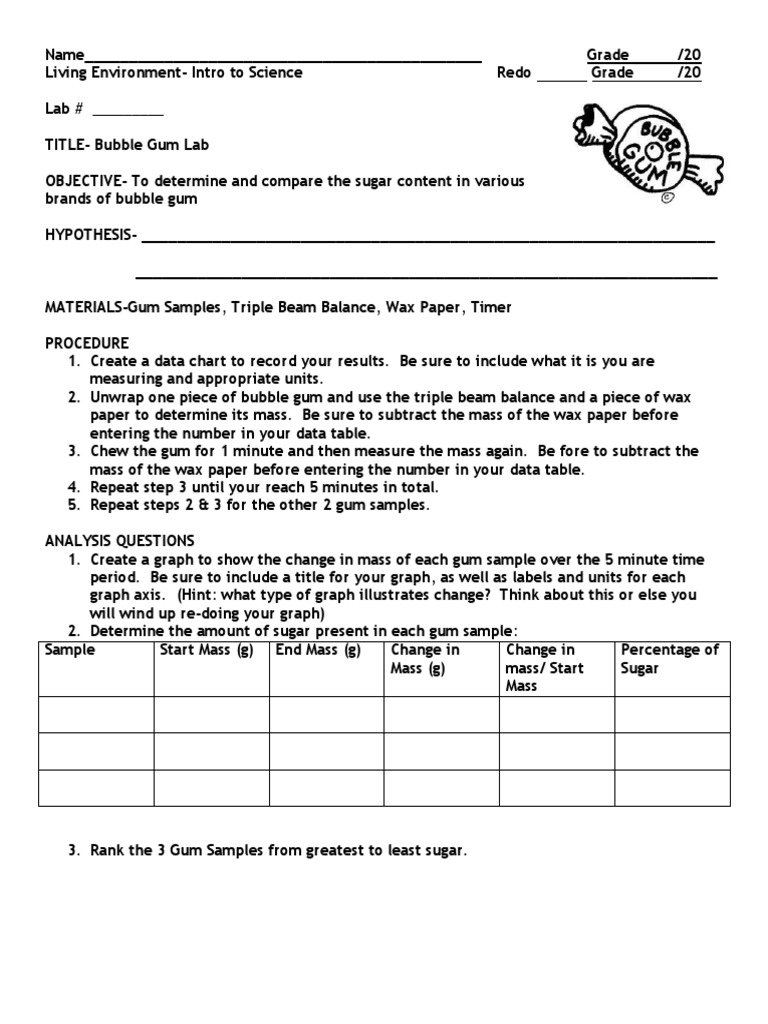 Bubble Gum Lab | PDF