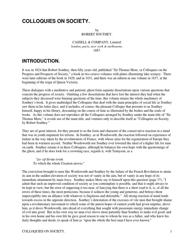Sir Thomas More, Or, Colloquies On The Progress and Prospects of ...