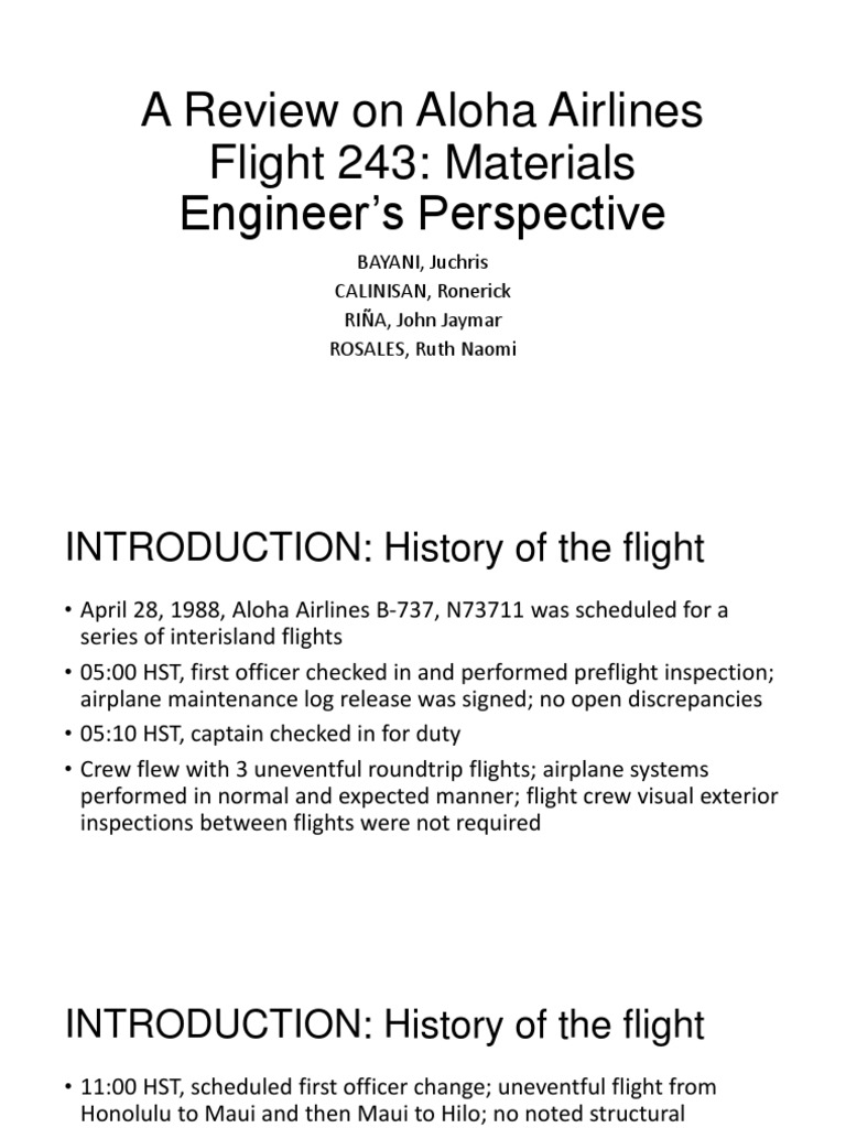 Aloha Airlines Flight 243: Incident Review | PDF | Aviation Safety ...