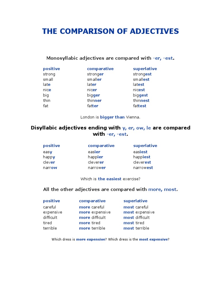 The Comparison of Adjectives | PDF | Language Arts & Discipline | Poetry
