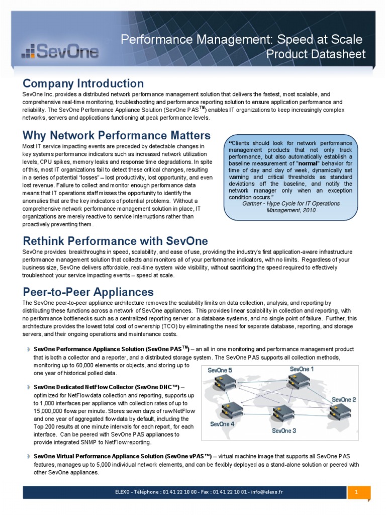 SevOne Network Monitoring Datasheet | PDF | Scalability | Computer Network