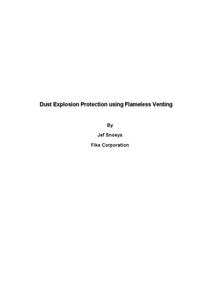 Dust Explosion Protection Using Flameless Venting - FIKE EXEMPLOS | PDF ...