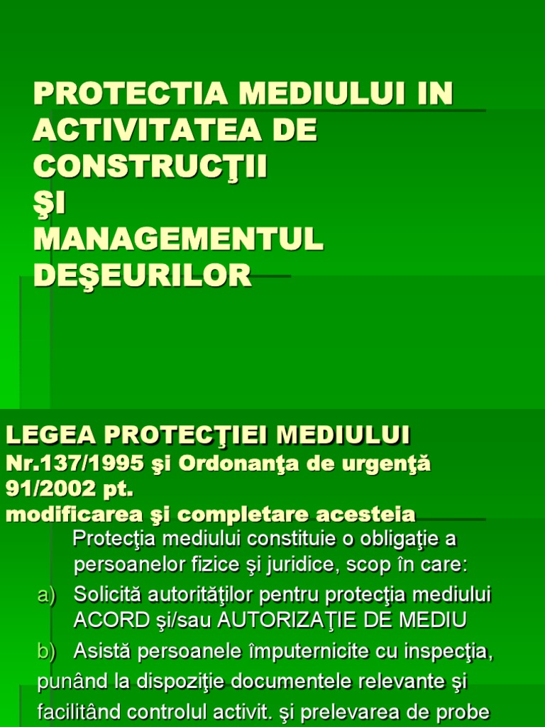 Protectia Mediului Si Managementul Deseurilor | PDF