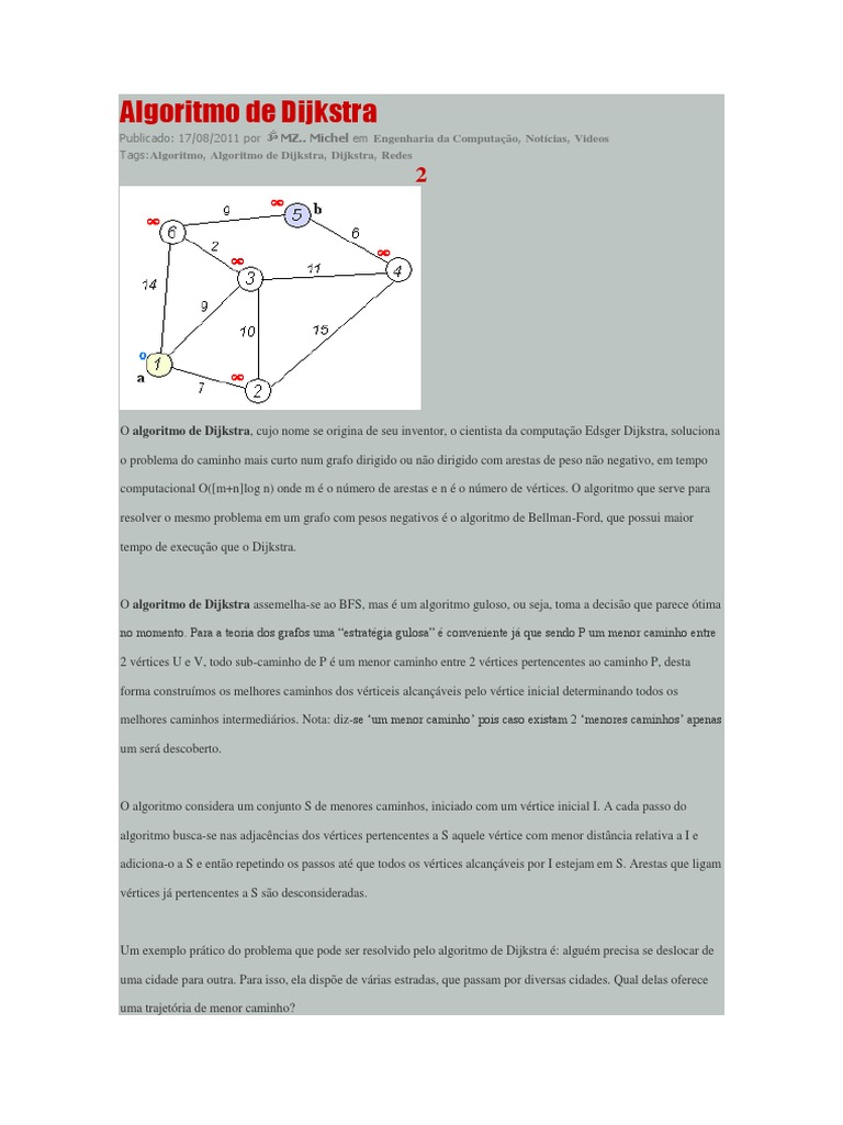 Algoritmo de Dijkstra | PDF | Áreas de Ciência da Computação ...