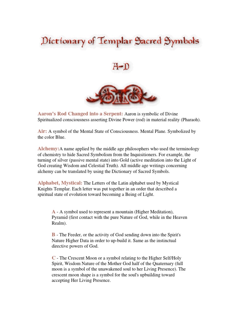 Dictionary of Sacred Templar Symbols | PDF | Plane (Esotericism) | Soul