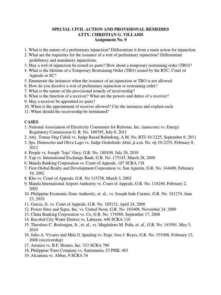 Cases in Provisional Remedies | PDF | Injunction | Courts