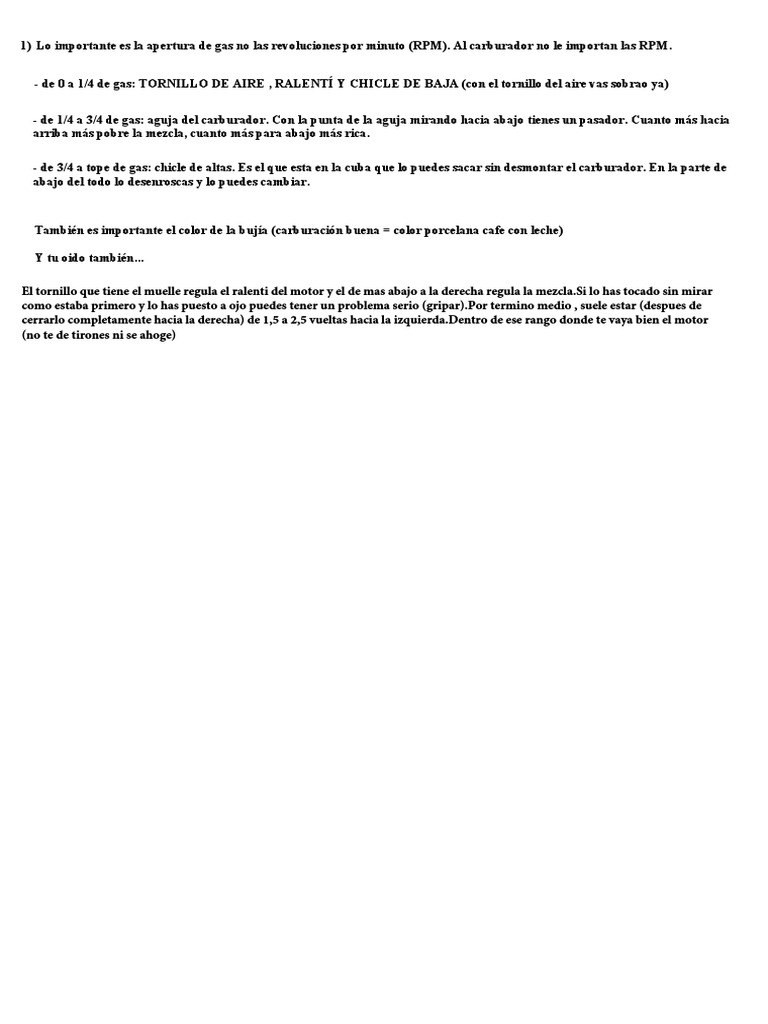 Como Carburar Una Scooter-Moto 2T PDF | PDF | Cocina, comidas y vino ...