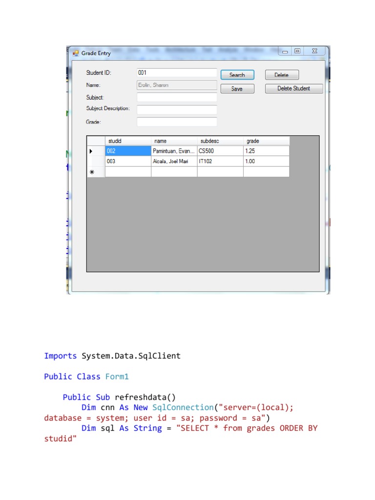 System - Data.Sqlclient: Imports Public Class Public Sub Dim As New Dim As String | PDF ...