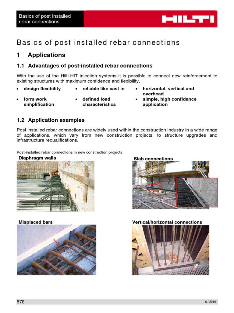 Basics of post-installed rebar connections | PDF | Reinforced Concrete ...