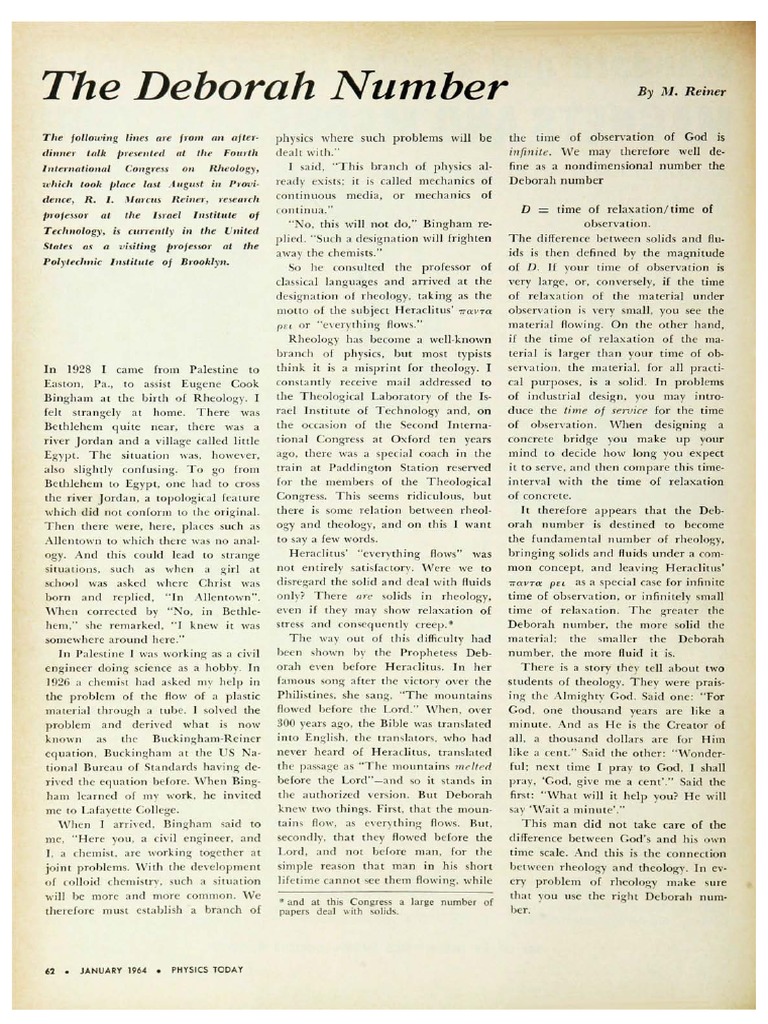 Deborah Number | PDF | Rheology | Mechanics