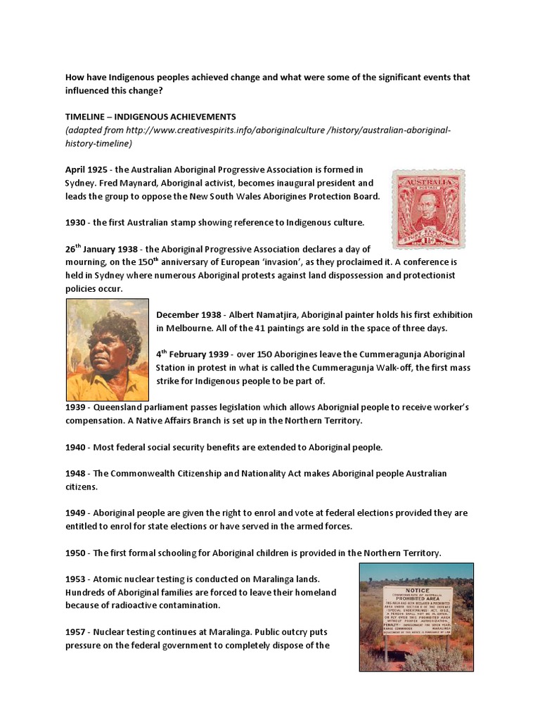 Indigenous Achievements Timeline in Australia | PDF | Indigenous ...