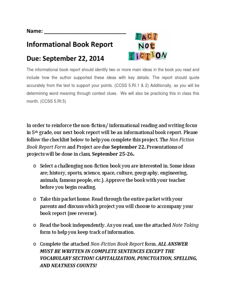 Sept Informational Book Report | PDF | Alphabet Book | Books