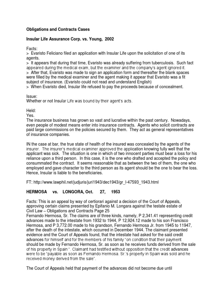 Obligations and Contracts Cases | PDF | Lease | Pleading