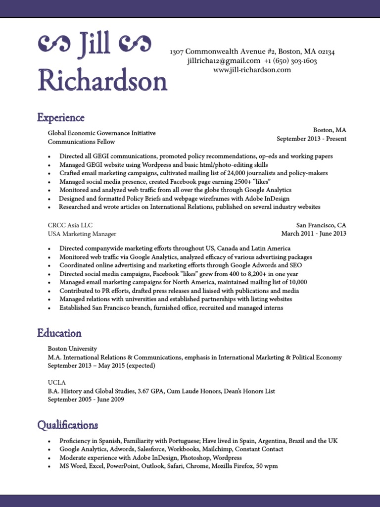 Marketing Manager Resume - Jill Richardson | PDF
