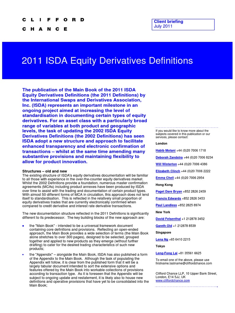 2011 ISDA Equity Derivatives Definitions: July 2011 | PDF | Derivative ...