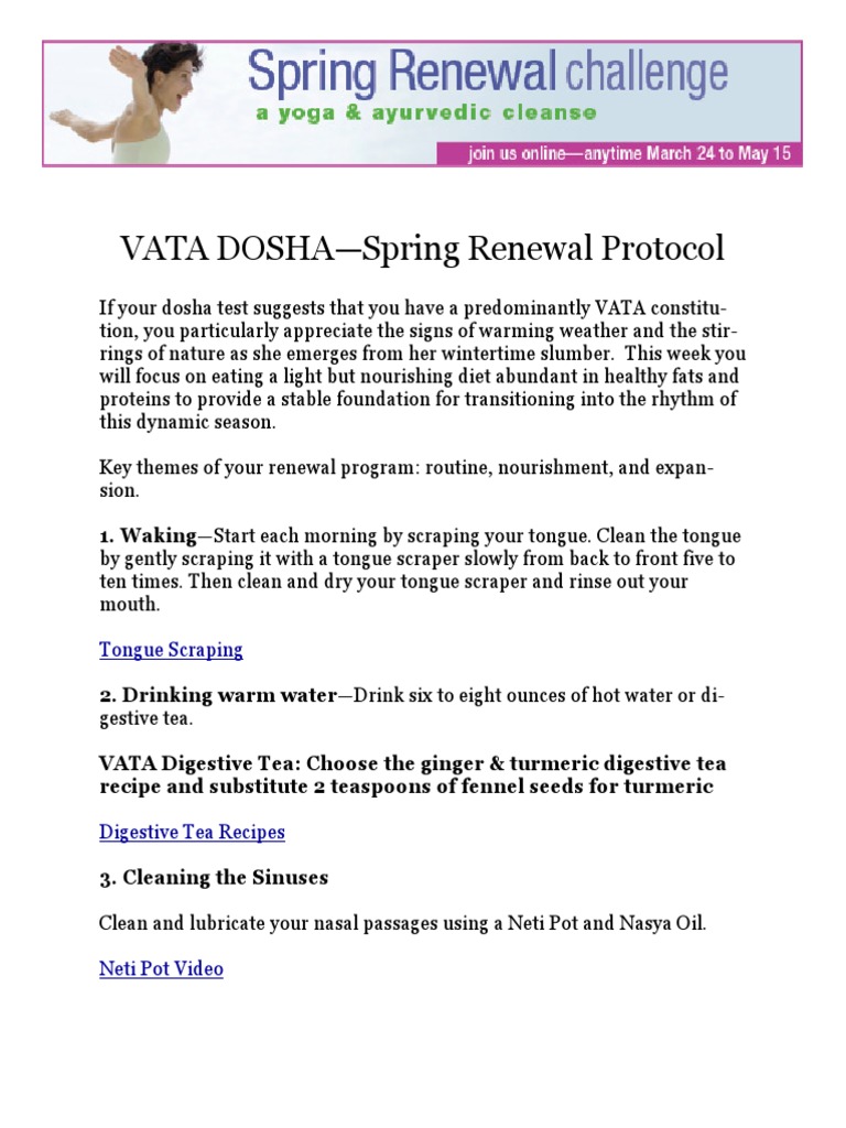 VATA DOSHA-Spring Renewal Protocol: Tongue Scraping | PDF | Ayurveda ...