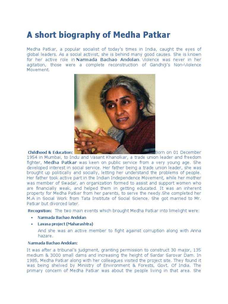 A Short Biography of Medha Patkar | PDF | Social Movements | Government