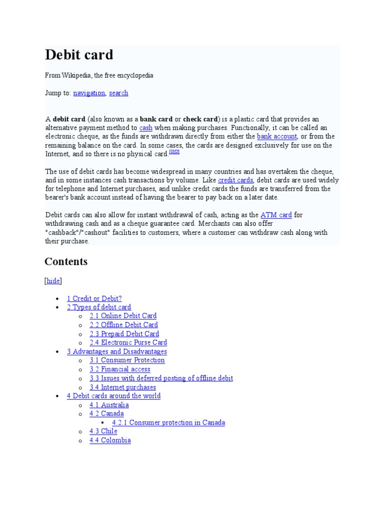 Debit Card | PDF | Debit Card | Stored Value Card