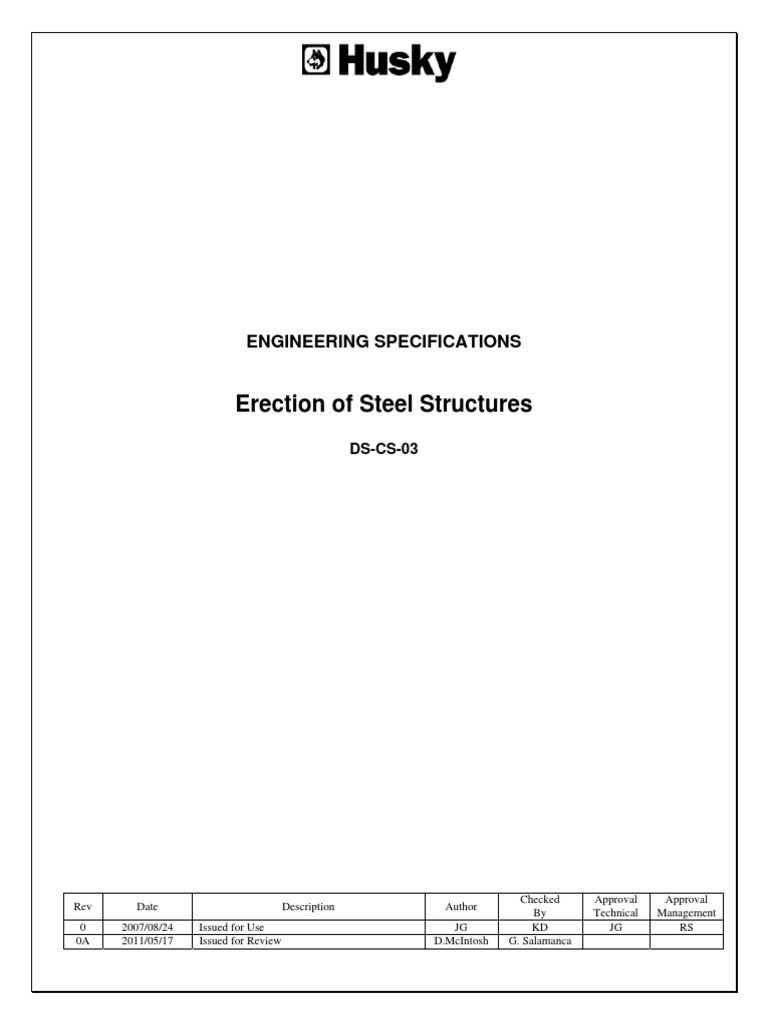 Erection of Steel Structures Rev 0A | PDF | Structural Steel ...