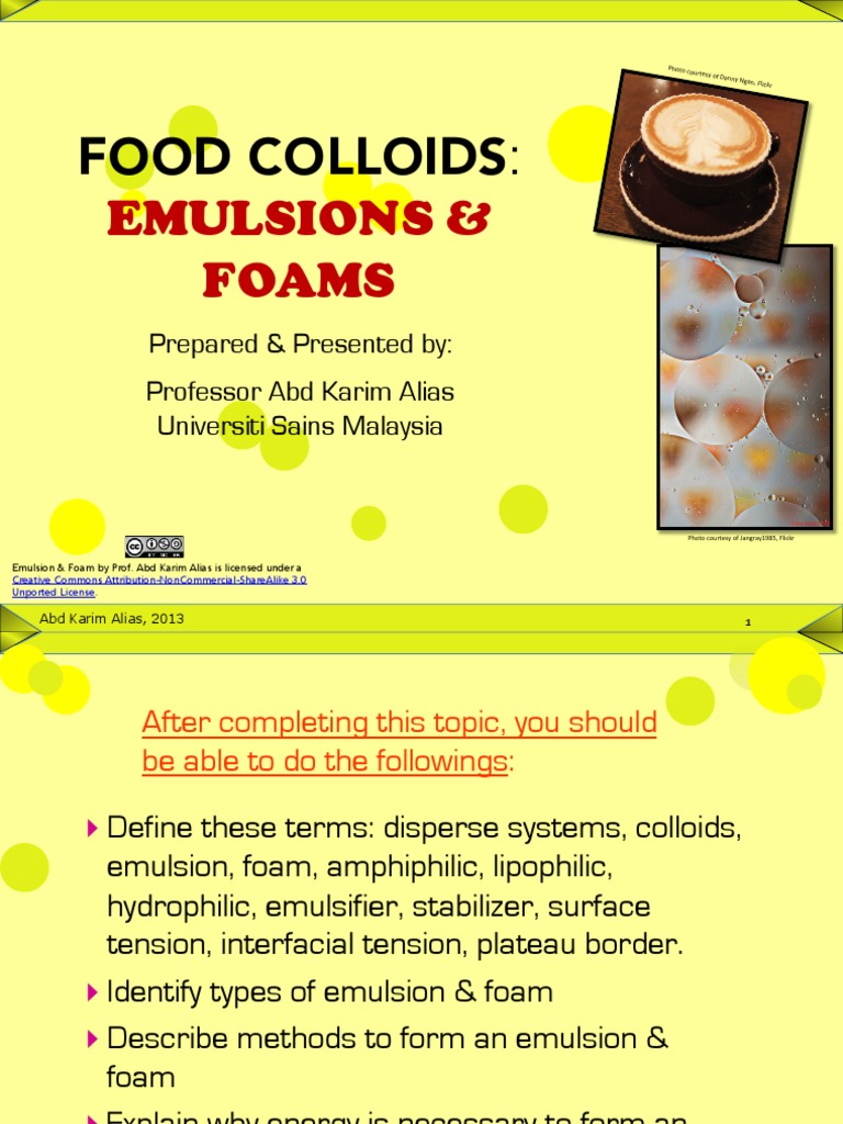 Emulsion and Foam Introduction | PDF | Colloid | Emulsion