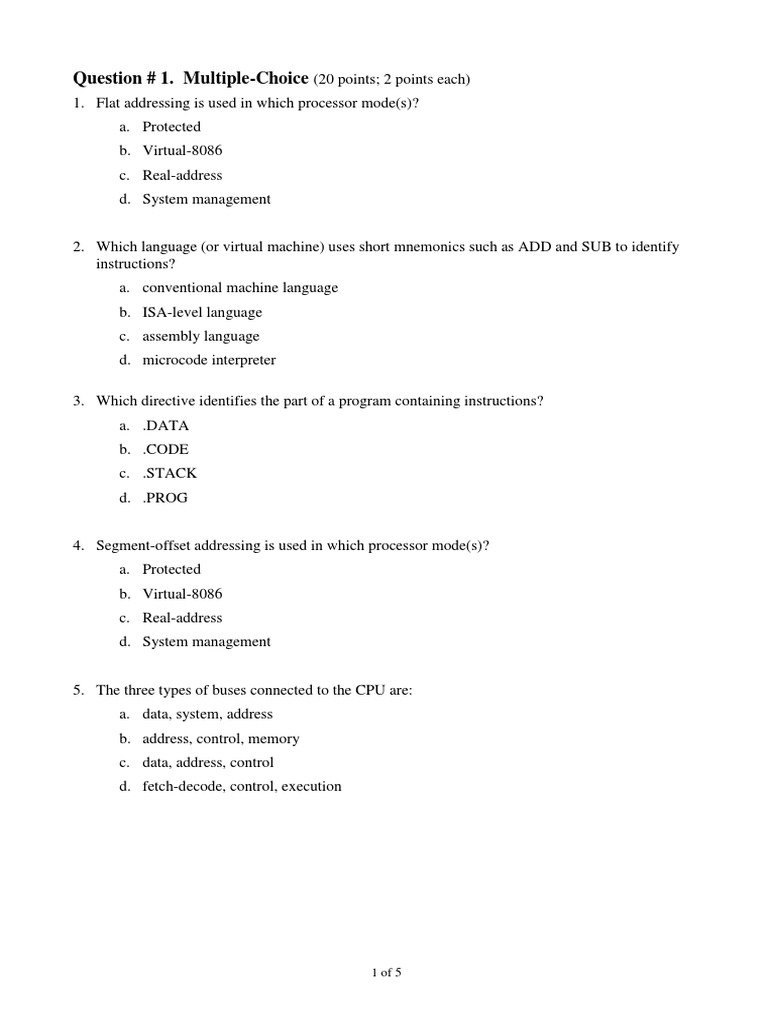 x86 Test Questions and Exercises | PDF | Instruction Set | Assembly ...
