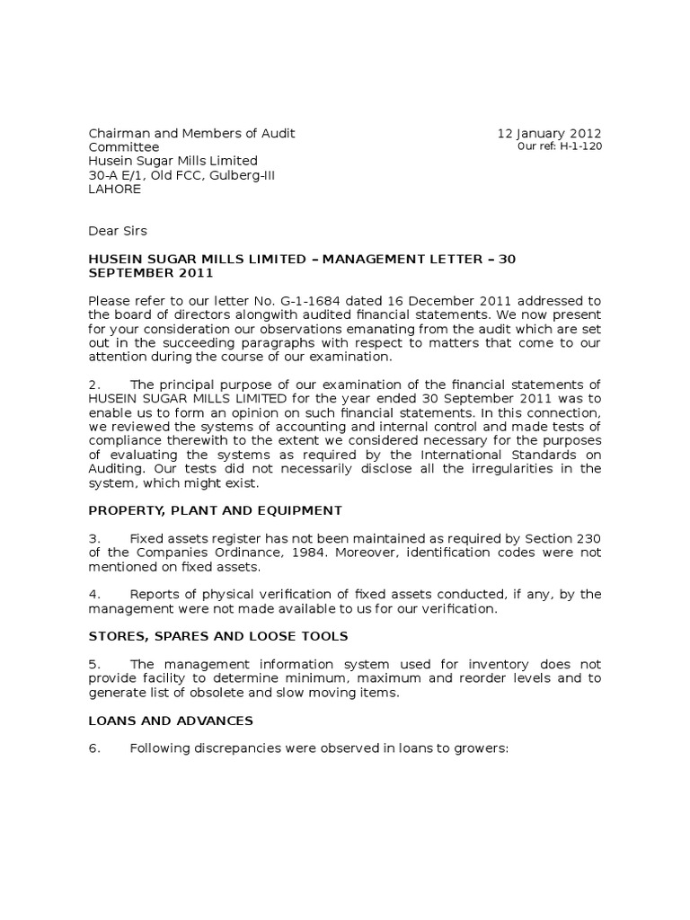 Audit Committee Letter Highlights Key Issues | PDF | Carbohydrate ...