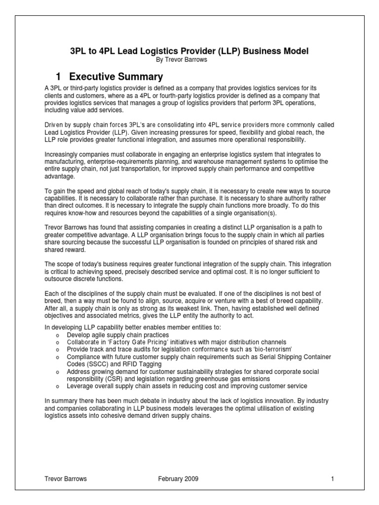 3PL to LLP: Transforming Logistics Models | PDF | Supply Chain | Logistics