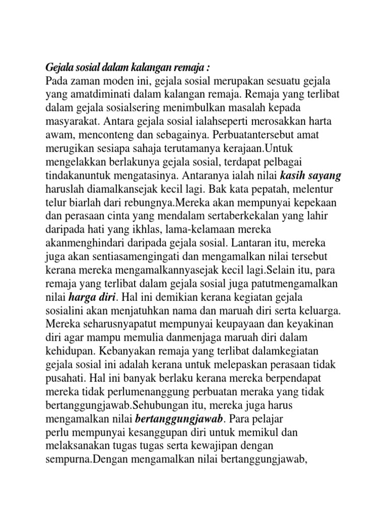 Gejala Sosial Dalam Kalangan Remaja | PDF