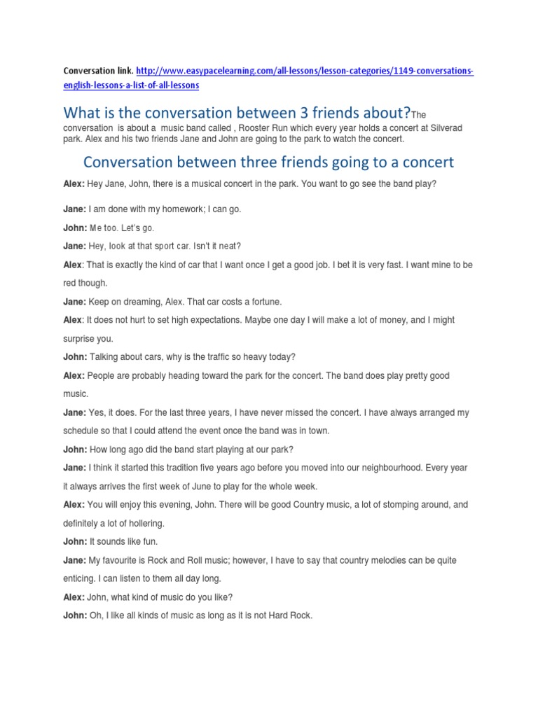 What Is The Conversation Between 3 Friends About? Conversation Between ...