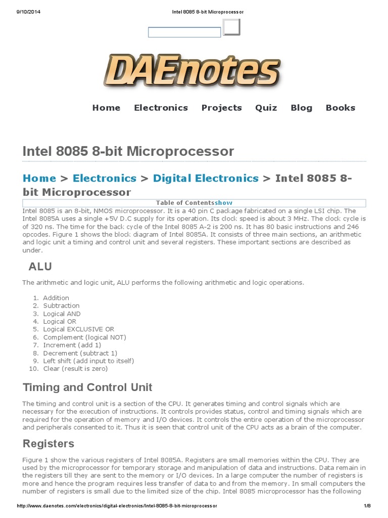 Overview of Intel 8085 Microprocessor | PDF | Central Processing Unit ...