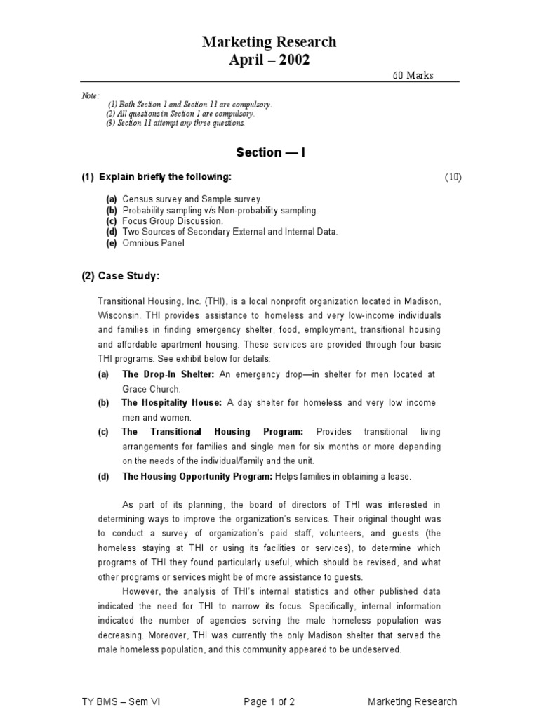 Marketing Research Exam Papers Analysis | PDF | Marketing Research ...