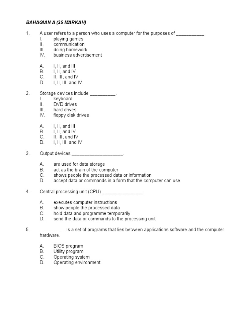 f4 Soalan Ict Bulanan 2 TH 2010 | PDF | Computer Data Storage | Input ...