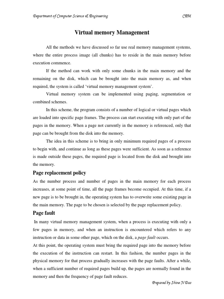 Virtual Memory Management Techniques | PDF | Operating System ...