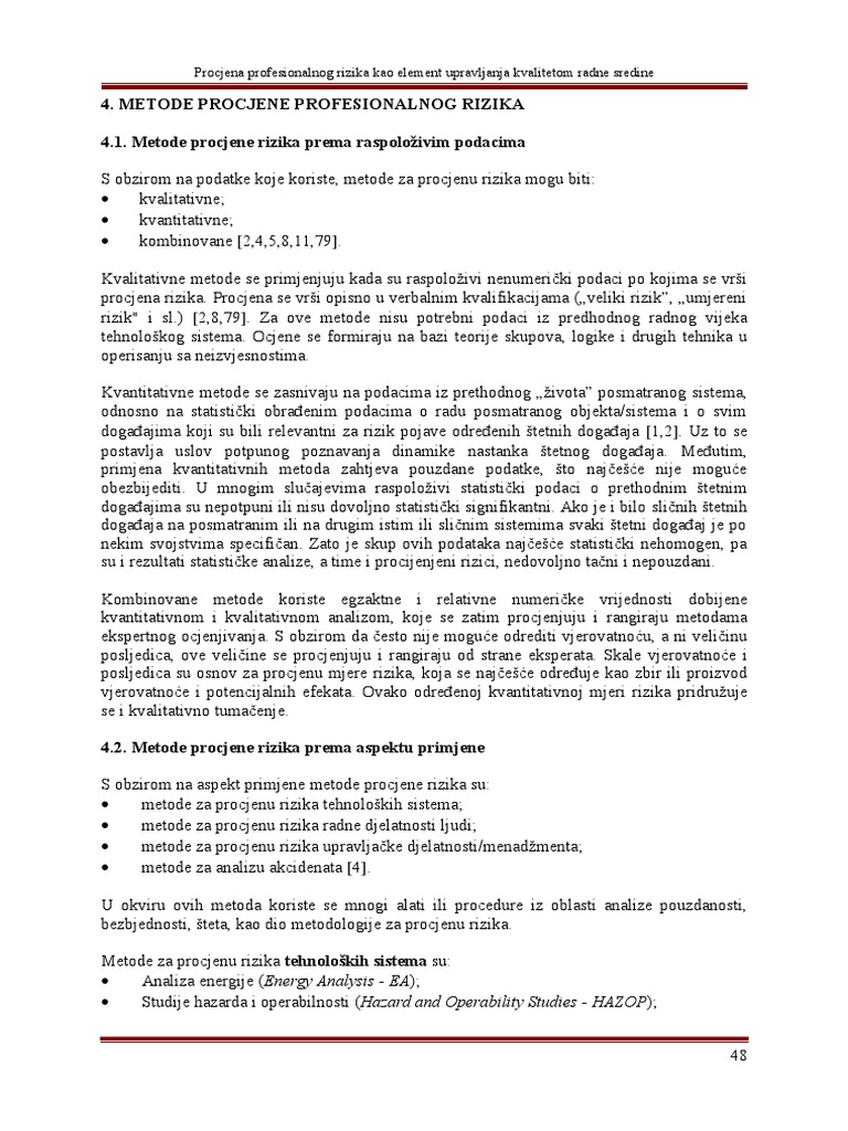 Metodologije I Metode Procjene Rizika | PDF
