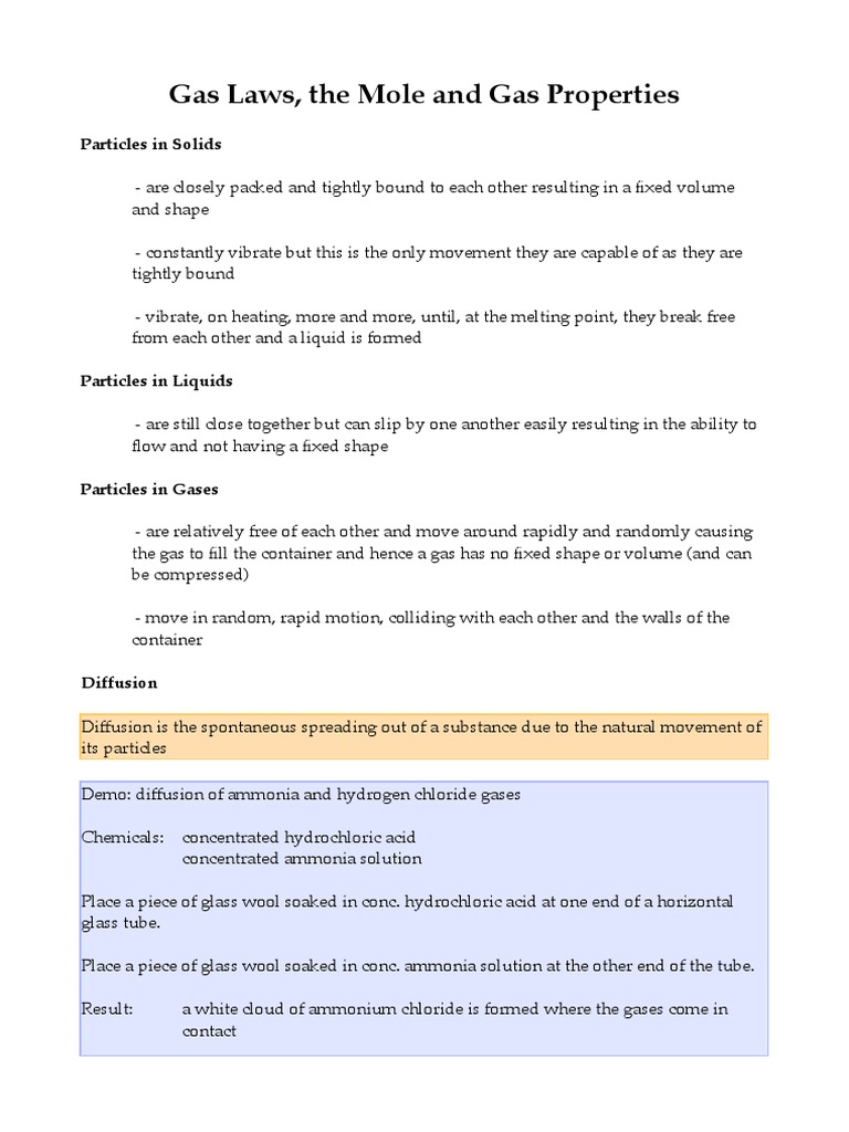 Gas Laws and Properties of Gases | PDF | Gases | Mole (Unit)