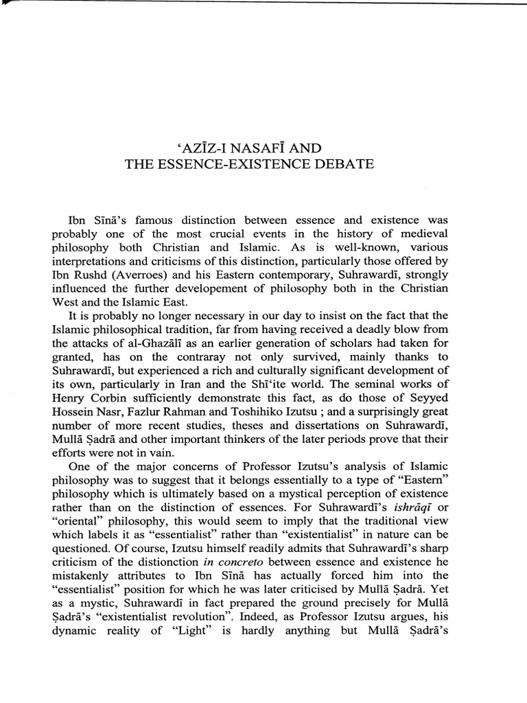 Landolt - Aziz-I Nasafi and The Essence-Existence Debate | PDF | Sufism | Islamic Philosophy