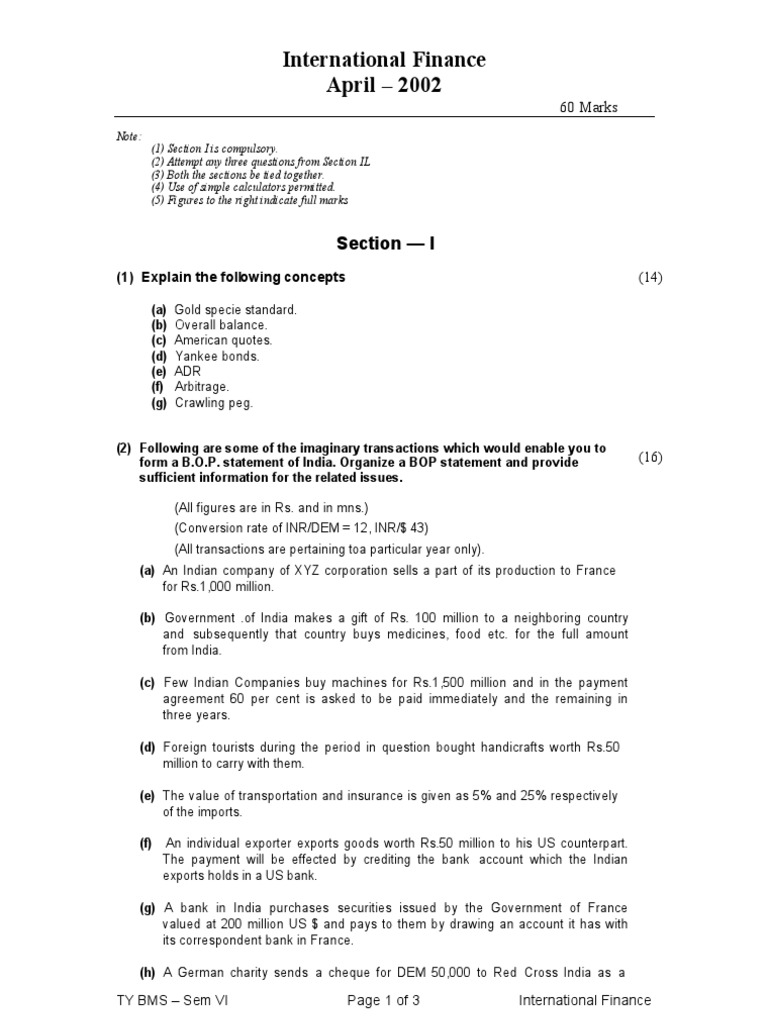 International Finance Exam Paper 2002 | PDF | Foreign Exchange Market ...