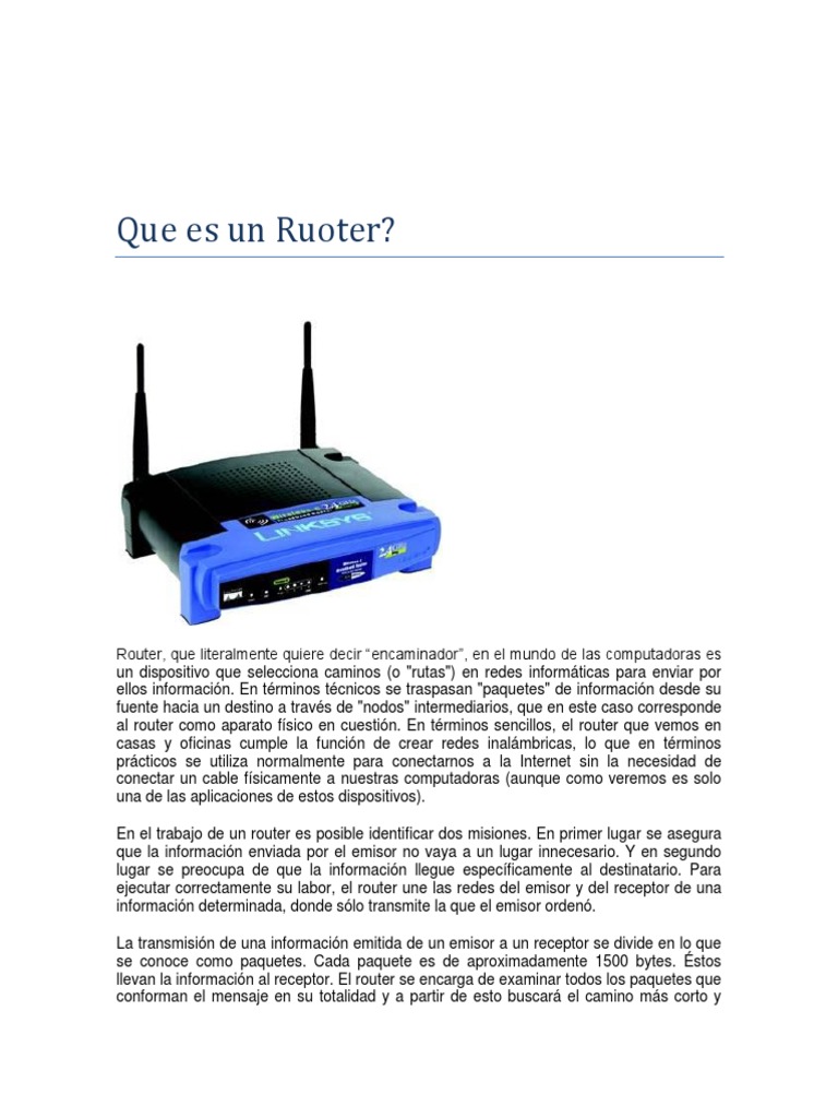 Que Es Un Router | PDF | Enrutador (Computación) | Red de computadoras