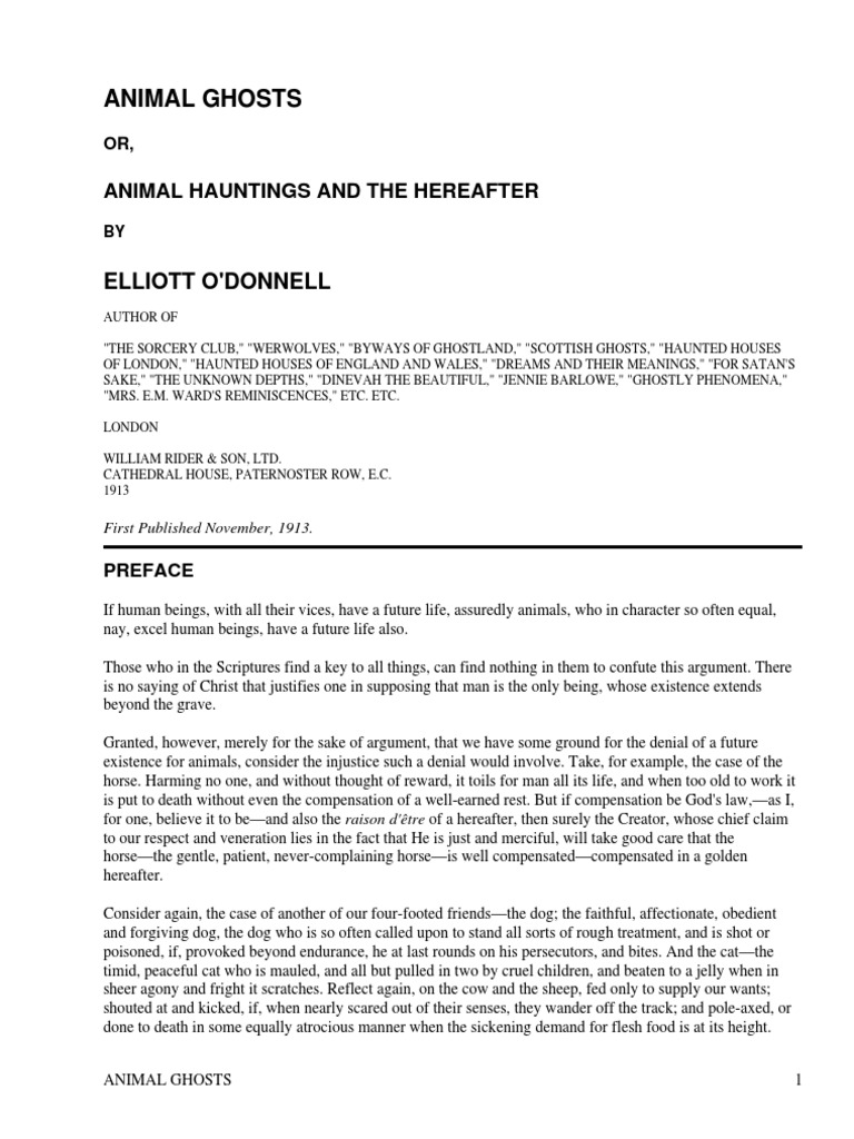 Animal GhostsOr, Animal Hauntings and The Hereafter by O'Donnell ... Animal GhostsOr, Animal Hauntings and The Hereafter by O'Donnell ...